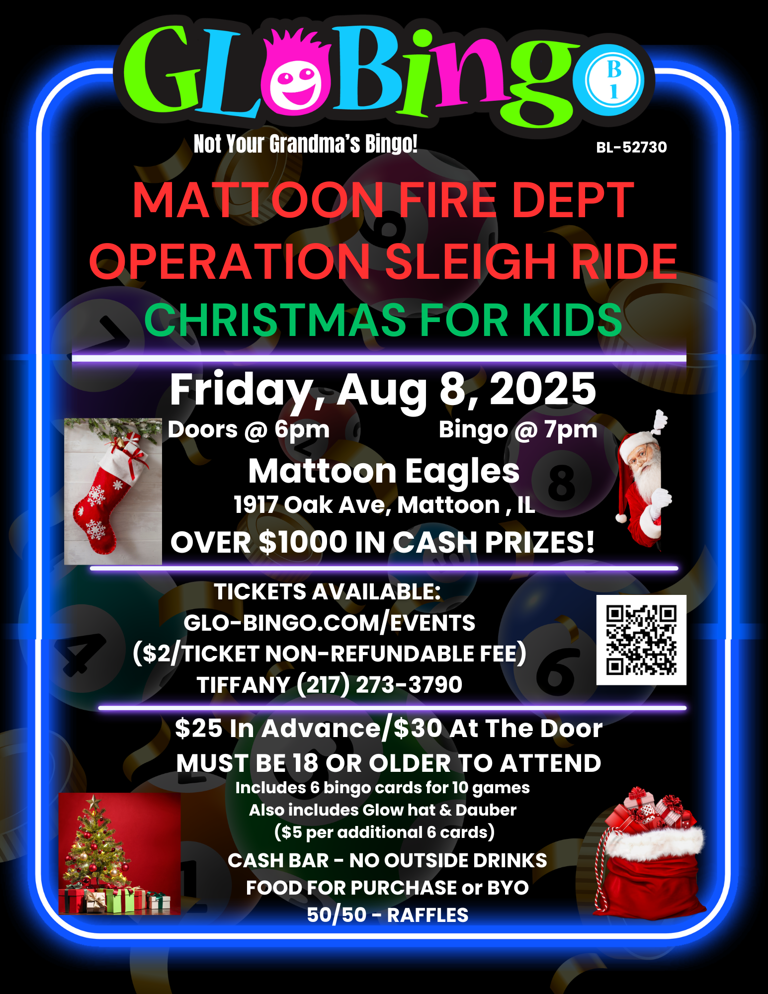 Mattoon Fire Dept-Operation Sleigh Ride | Glo Bingo
